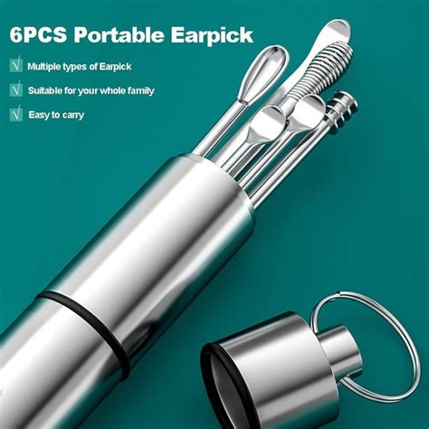 6pcsset Ear Wax Pickers Stainless Steel Earpick Wax Remover Curette