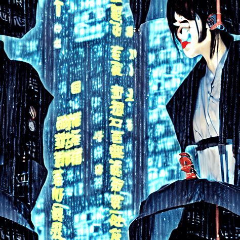 Cyberpunk Japanese Geisha In The Rain Creative Fabrica
