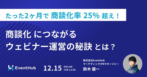 たった2ヶ月で商談化率25超え！商談化につながるウェビナー運営の秘訣とは？ Eventhub｜シェアno1 イベントマーケティング