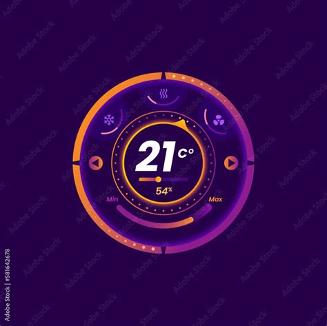 Thermostat Or Temperature Regulator Smart Digital Dial Vector Thermometer Control Home Weather