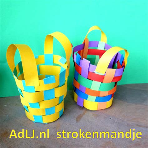 Mandje Weven Van Papier Stroken Anneke Van Der Weg