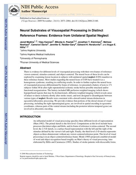 Pdf Neural Substrates Of Visuospatial Processing In Distinct