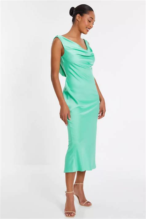 Mint Satin Slip Midi Dress Quiz Clothing