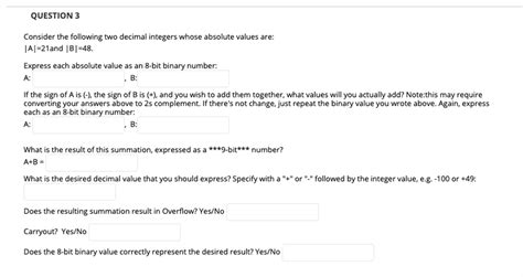 solved question 3 a consider the following two decimal integers