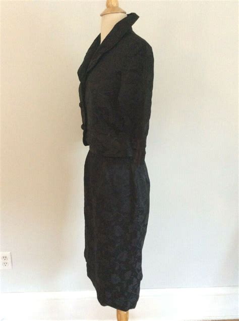 1950s Vintage Satin Brocade Wiggle Cocktail Dress Pe Gem