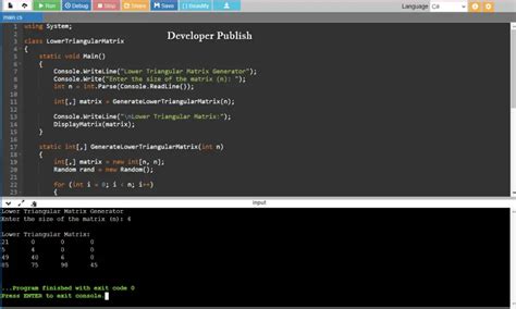 C Program To Display Lower Triangular Matrix