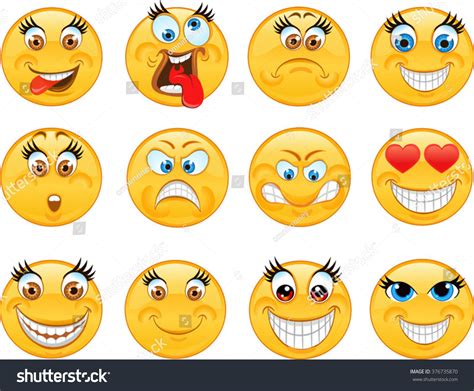 Emoticon Vector Style Smile Face Icons Vector De Stock Libre De
