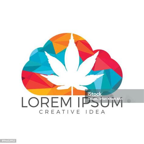 Awan Atau Asap Dengan Desain Vektor Daun Ganja Ilustrasi Stok Unduh