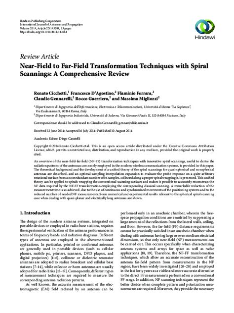 Pdf Near Field To Far Field Transformation Techniques With Spiral