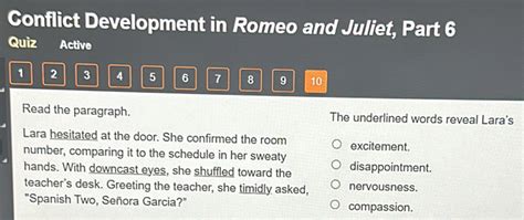 Solved Conflict Development In Romeo And Juliet Part 6 Quiz Active 1 2 3 4 5 6 7 8 9 10 Read