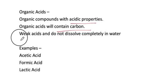 Solved What Are Organic Acids List Two Examples Of Organic Acids