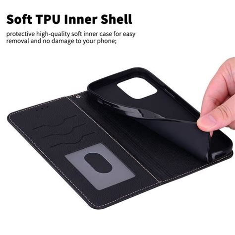 N03 Coque de téléphone portable en cuir à fermeture magnétique étui à