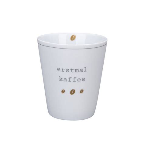 Krasilnikoff Becher Happy Mug Erstmal Kaffee Porzellan