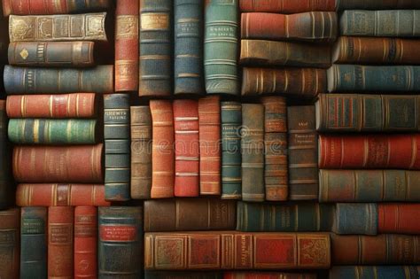 vintage books piled high in chaotic array neural network ai generated