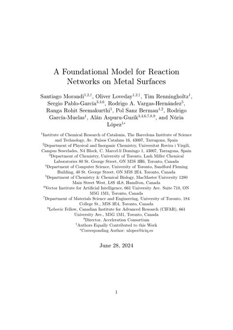 Pdf A Foundational Model For Reaction Networks On Metal Surfaces