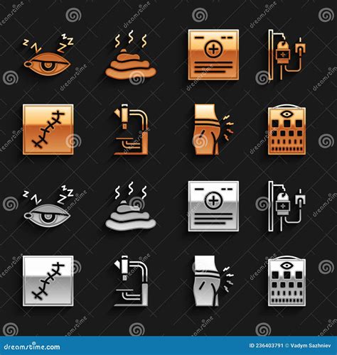 Set Microscope Iv Bag Eye Test Chart Abdominal Bloating Scar With