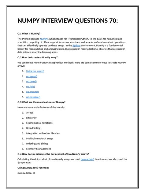 Numpy Interview Questions 70 Pdf Matrix Mathematics Boolean