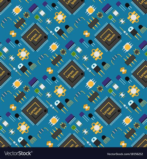 Computer Chip Technology Processor Circuit Vector Image