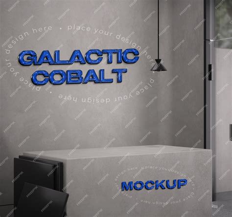 Premium Psd Galactic Cobalt Logo Effect Mockup On Office Wall