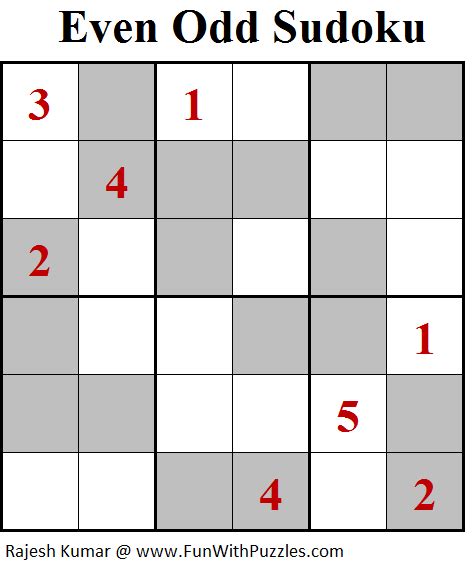 Even Odd Sudoku Mini Sudoku Series 95 96 And 97