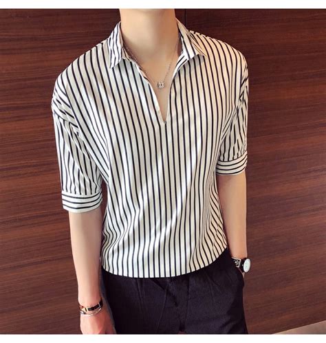 반팔티셔츠남자 여름 와이드 루즈핏 줄무늬셔츠 인 트렌드 5부 소매 7칠부 남성 티몬