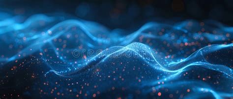 Dynamic Data Transfer On A Digital Network Represented By Blue And Orange Waves And Glowing