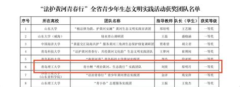 理学院“青小鲤‘理治黄河，生态我行”实践团荣获山东省“法护黄河青春行”全省青少年生态文明实践活动一等奖 青岛理工大学理学院