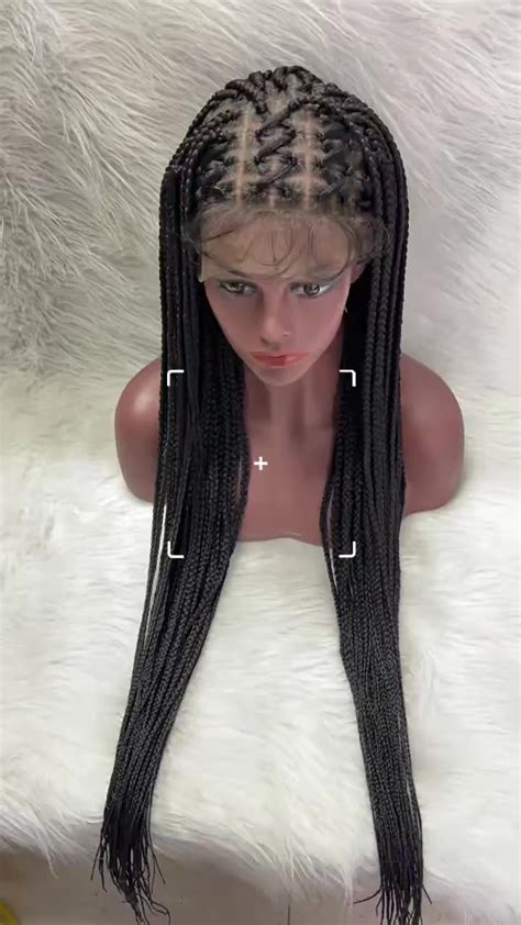 Full Lace Front Knotless Box Braided Wigs Handmade Cornrow Synthetic Hair Box Braids African