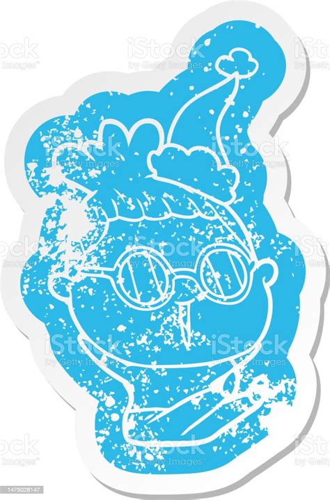 산타 모자를 쓰고 안경을 쓴 여자의 기발한 만화 고민 스티커 낙서 드로잉에 대한 스톡 벡터 아트 및 기타 이미지 낙서 드로잉 데칼 만화 Istock