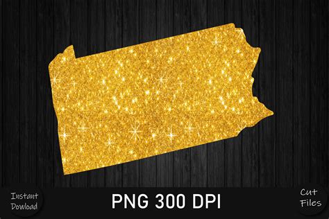 Pennsylvania Gold Shiny Glitter Usa Map Graphic By Rizu Designs