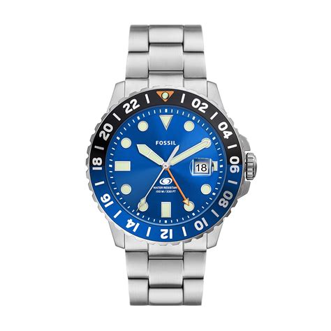 Fossil Blue Gmt Stainless Steel Dual Time Watch For Men Lyst
