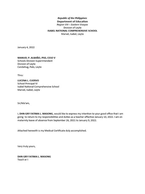Letter Of Intent Return To Duty Pdf