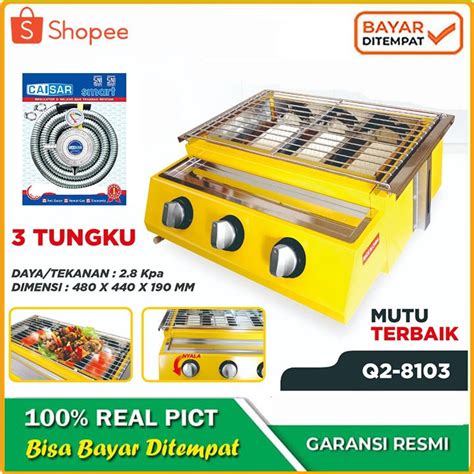 Jual Kompor Panggang Sosis 3 Tungku Bara Kaca Alat Panggangan Sate Q2