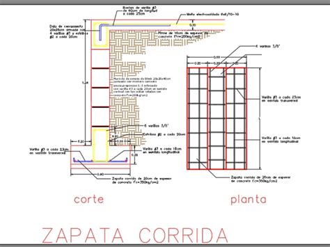 Zapata Corrida En Autocad Descargar Cad 8235 Kb Bibliocad
