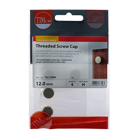 Tsc12pbp Threaded Screw Caps Solid Brass Polished Brass 12mm
