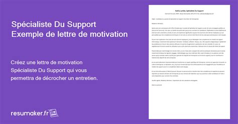 Spécialiste Du Support Exemples de lettres de motivation modèle et 20
