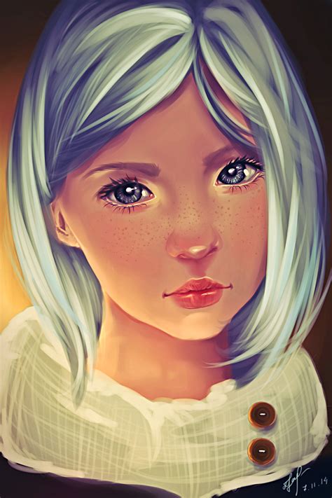 Фото Девушка с голубыми глазами и волосами By Emollika