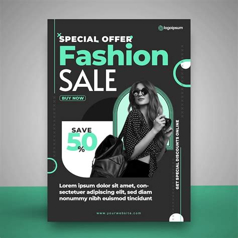 Premium Vector Poster For Online Fashion Sale Flyer