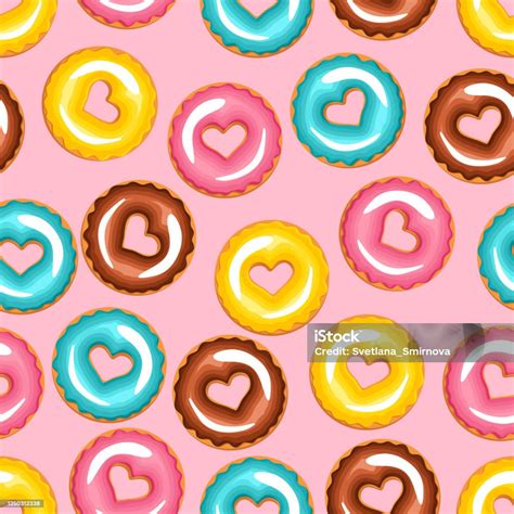 하얀 배경에 하트 도넛 핑크 도넛 초콜릿 도넛 민트 레몬 도넛 원활한 패턴 직물 포장 벽지에 대한 질감 장식 인쇄 공휴일에 대한 스톡 벡터 아트 및 기타 이미지 Istock