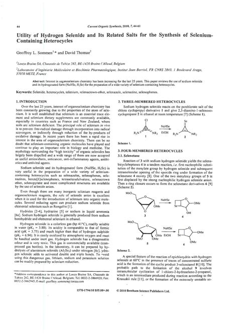 Pdf Utility Of Hydrogen Selenide And Its Related Salts For The