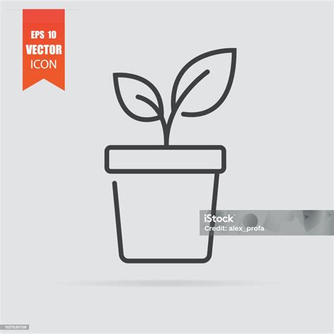 在灰色背景下孤立的平面風格的植物圖示向量圖形及更多生長圖片 生長 一個物體 互聯網 Istock