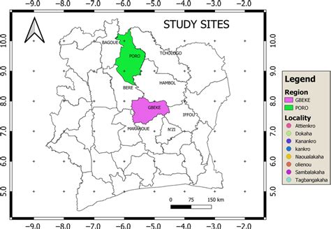 Map Of Côte Divoire Showing The Study Areas Download Scientific Diagram