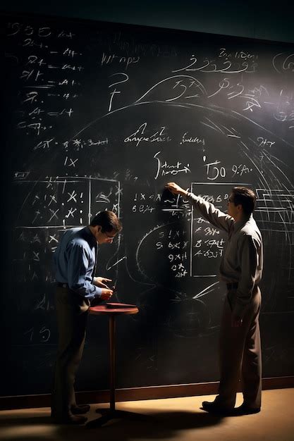 Premium AI Image Two Men Writing On A Blackboard With The Words Quot The Word Quot In Black