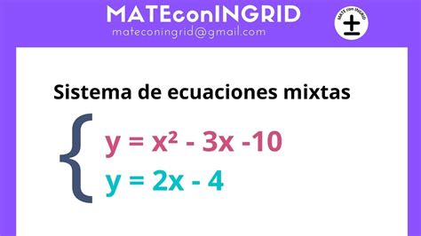 Sistema de Ecuaciones Mixtas 1 ejercicio fácil de una parábola y