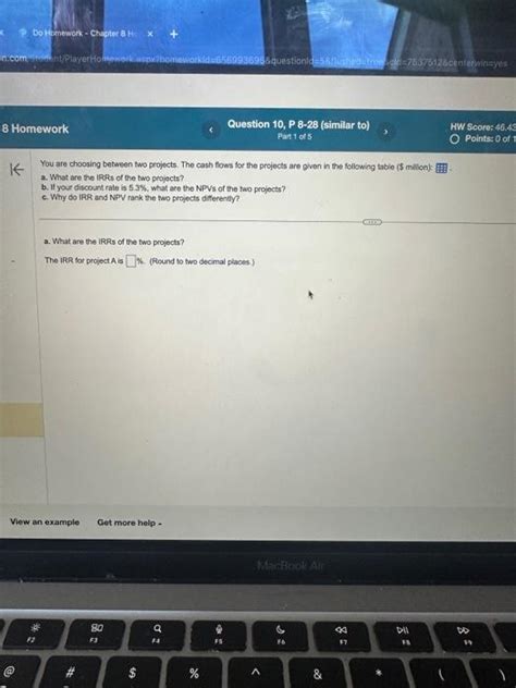 Solved E Choosing Between Two Projects The Cash Flows For