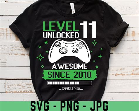 Level 11 Unlocked Svg 11th Birthday Boy Gamer 11 Years Old Etsy