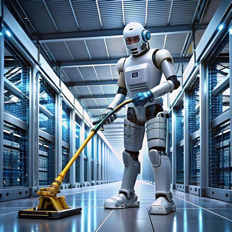 A Robot Working In An Office Environment Managing Tasks And Supporting As Stock Illustration