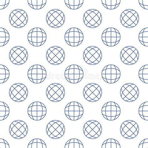 Earth Globe Vector World Concept Simple Outline Seamless Pattern Stock
