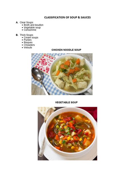 Classification Of Soup And Sauces Pdf Tomato Sauce Sauce