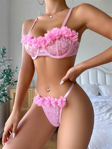 Sexy Flower Seductive Thong Seductive Sexy Lingerie Set